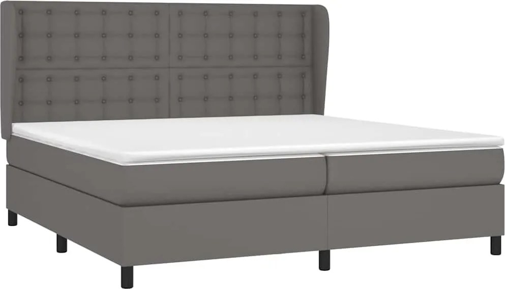 Box spring postel s matrací šedá 200x200 cm umělá kůže 3129055