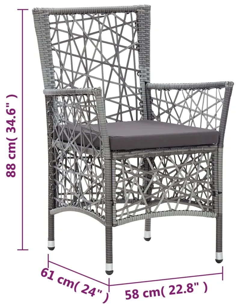 vidaXL Marketos 9dílný zahradní jídelní set polyratan šedý