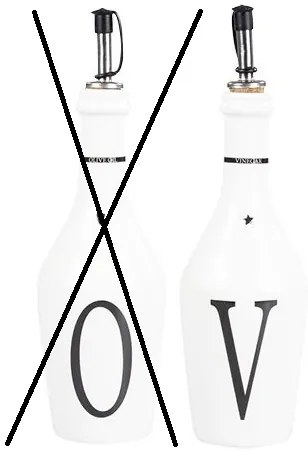 Keramická láhev na olej nebo ocet Bastion Collections bílá, objem 0,4 l, 8x6x21cm (cena za ks)