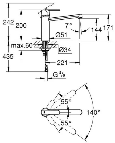 Grohe Get Dřezová páková baterie stojánková Supersteel 30196DC0