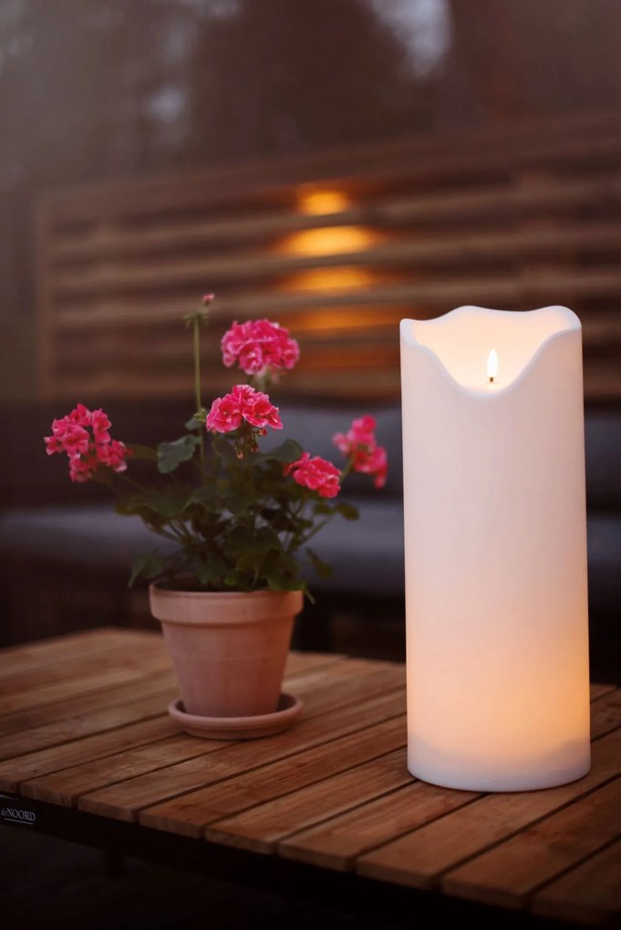 STAR TRADING Venkovní osvětlení LED Pillar Candle Flamme 40 cm, bílá barva, plast