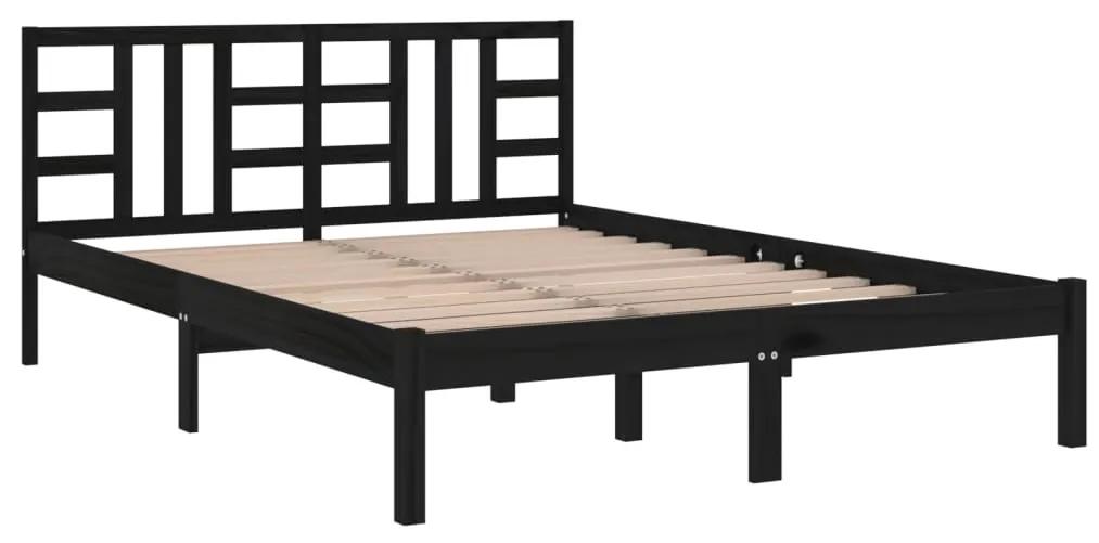 Rám postele černý masivní dřevo 140 x 200 cm