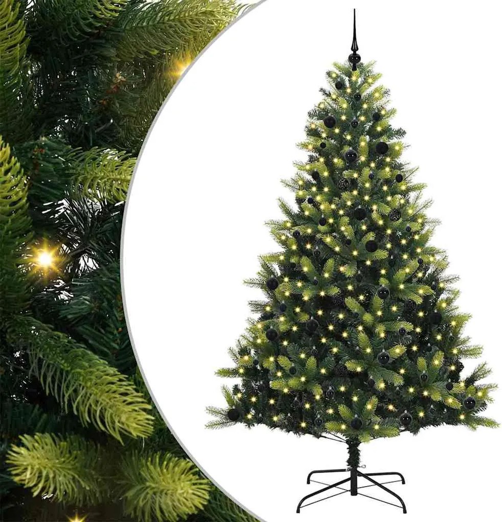 Umělý skládací vánoční stromeček 300 LED Zelená 240 cm PVC a PE 3396010