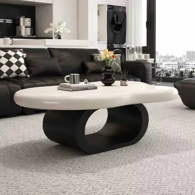 LuxuryForm DESIGN Konferenční stolek DECO 120 × 79 cm – bílý, černá podnož