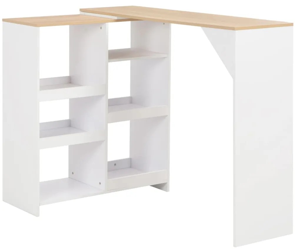 Barový stůl s pohyblivým regálem bílý 138 x 39 x 110 cm 280225