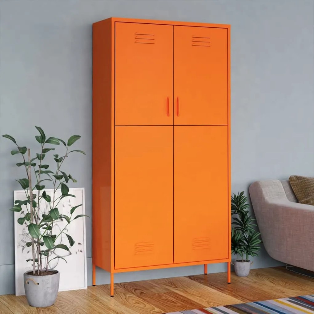 Šatní skříň oranžová 90 x 50 x 180 cm ocel 336246