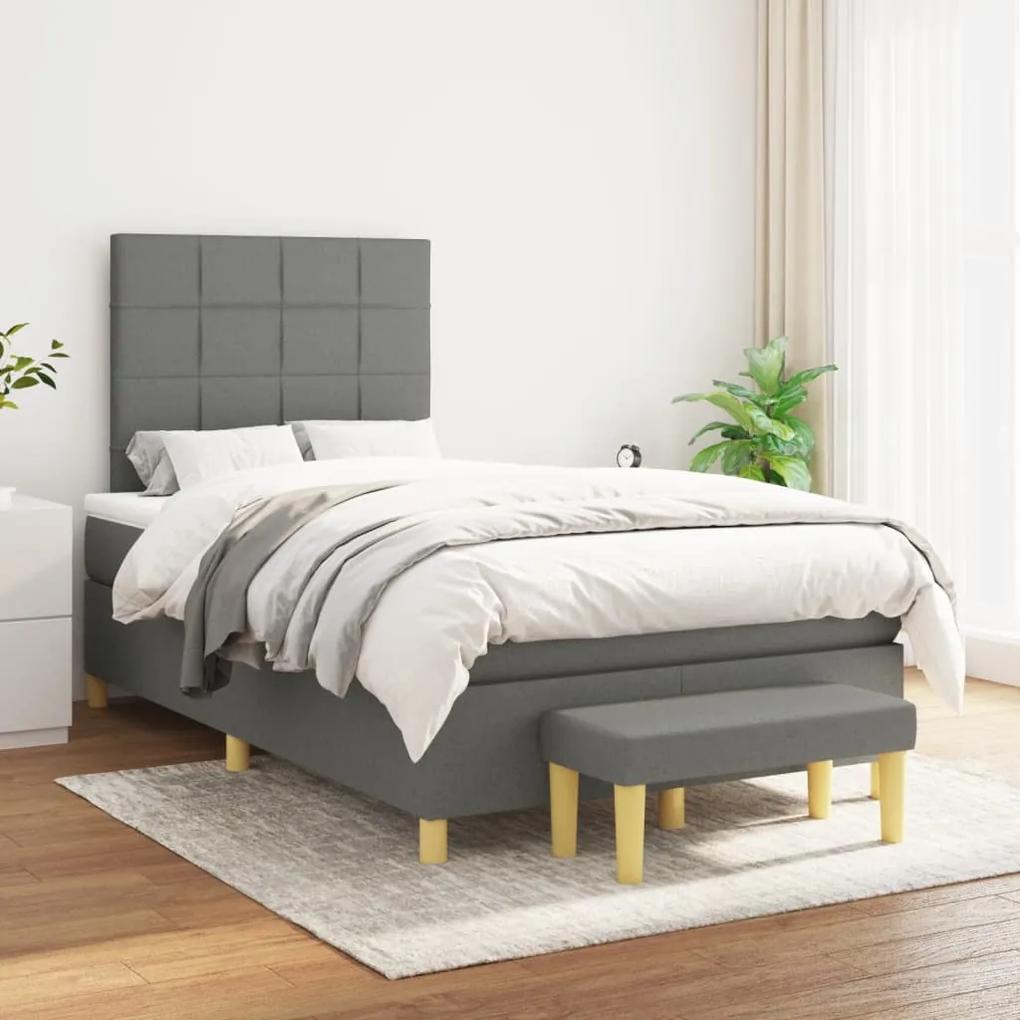 Box spring postel s matrací tmavě šedá 120x200 cm textil,  3137142