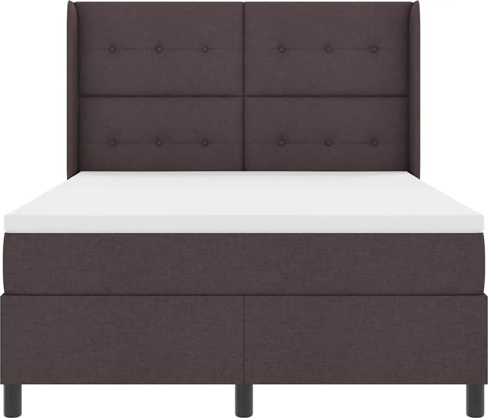 Postel s boxspringem s čelo Tmavě hnědá 200 x 140 cm textil 3341647