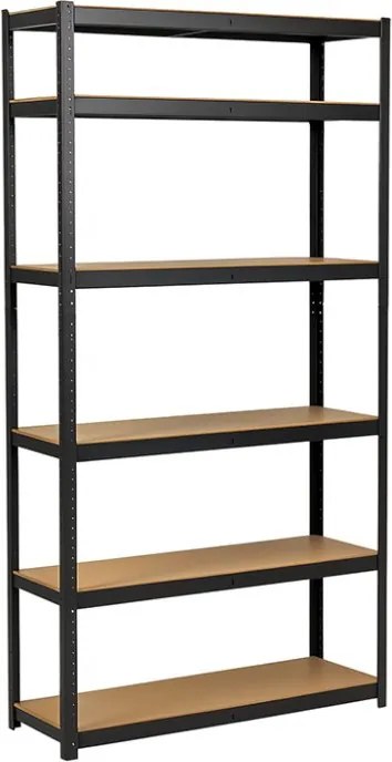 Regál 220x100x60 cm lakovaný 6-policový, nosnost 1050 kg - černý