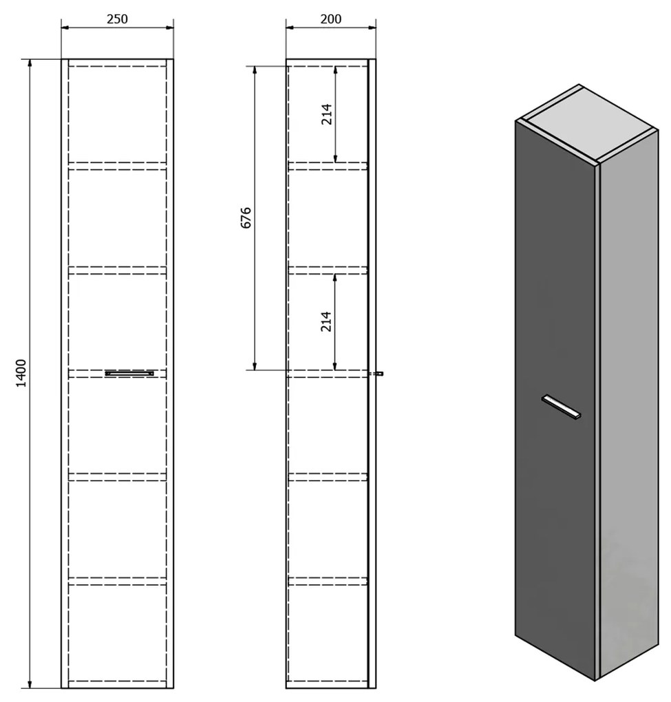 Aqualine ZOJA / KERAMIA FRESH 51125 vysoká skříňka 140 cm bílá