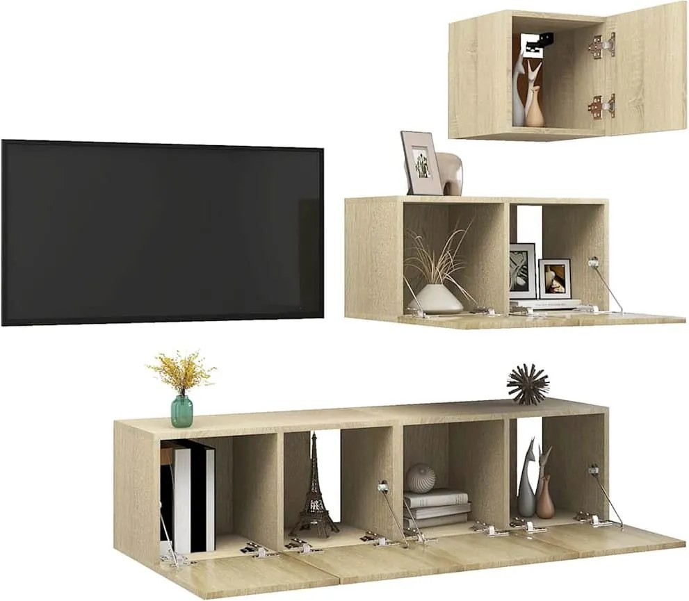 4dílný set TV skříněk dub sonoma kompozitní dřevo 3079049