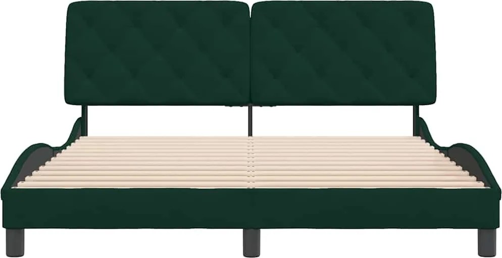 Rám postele bez matrace tmavě zelená 160 x 200 cm samet 3207932