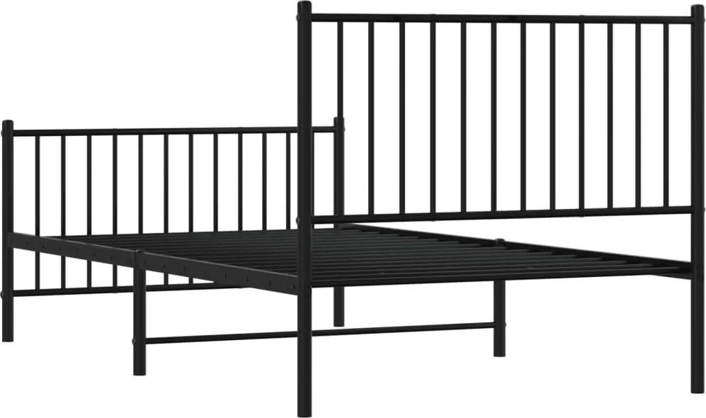 vidaXL Kovový rám postele s hlavovým a nožním čelem 100 x 190 cm [350876] Barva: Černá