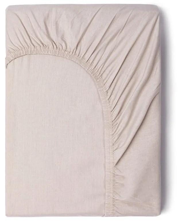 Béžové bavlněné elastické prostěradlo Good Morning, 90 x 200 cm