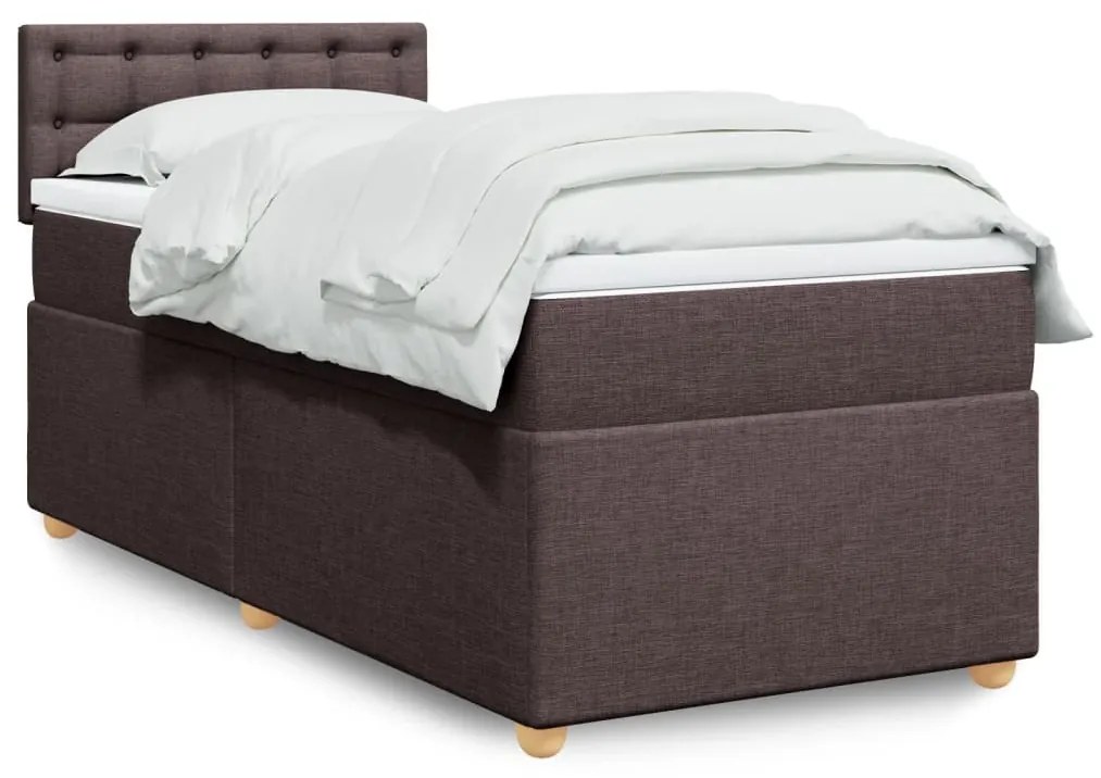 Box spring postel s matrací tmavě hnědá 100 x 200 cm textil