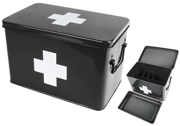 Plechová krabice Lékárnička XL, černá