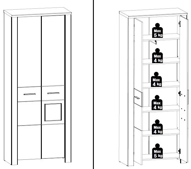 Předsíňová šatní skříň Materio, dub/bílá