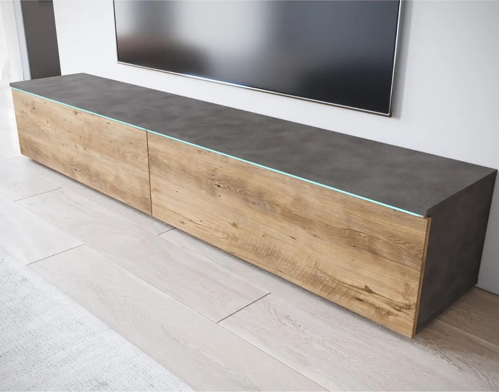 TV stolek LED matera/kaštan Lowboard D180