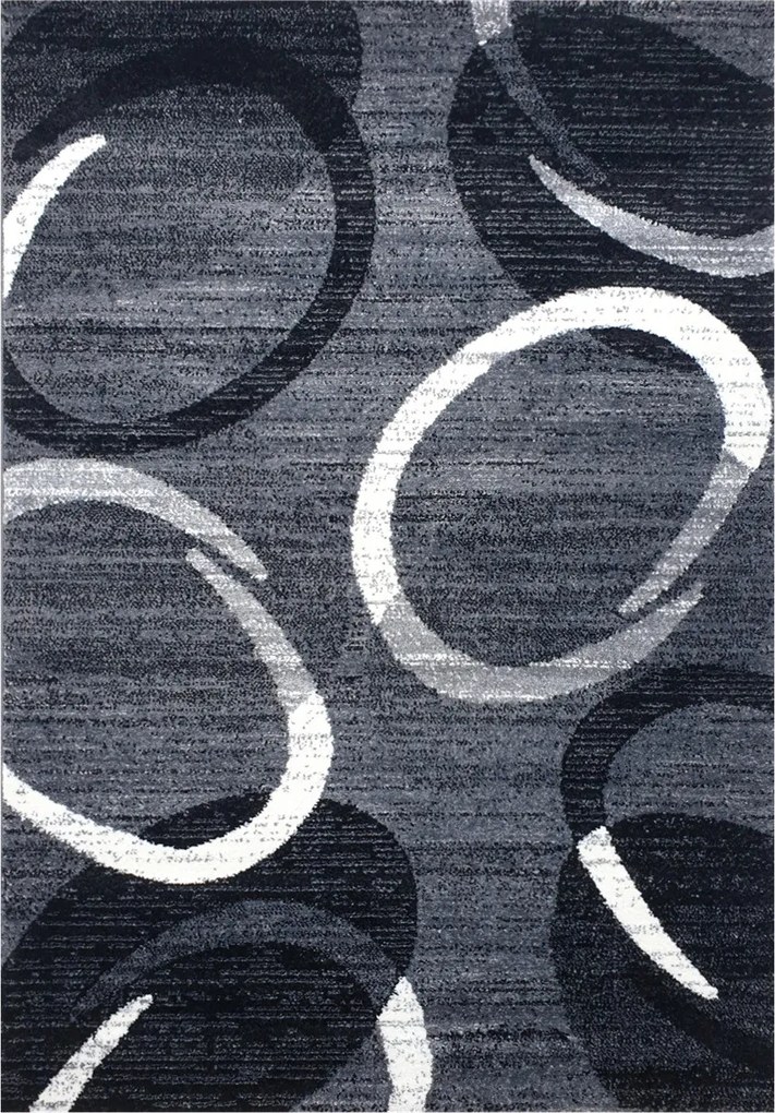 Spoltex, Kusový koberec Florida New 308-72 grey/black, 80x150, šedá, chodba / předsíň