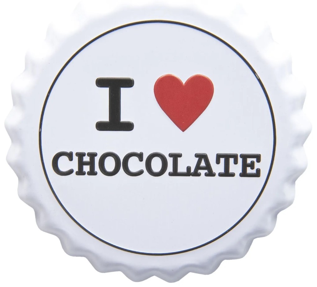 Nástěnná plechová cedule I love chocolate - Ø 13 cm