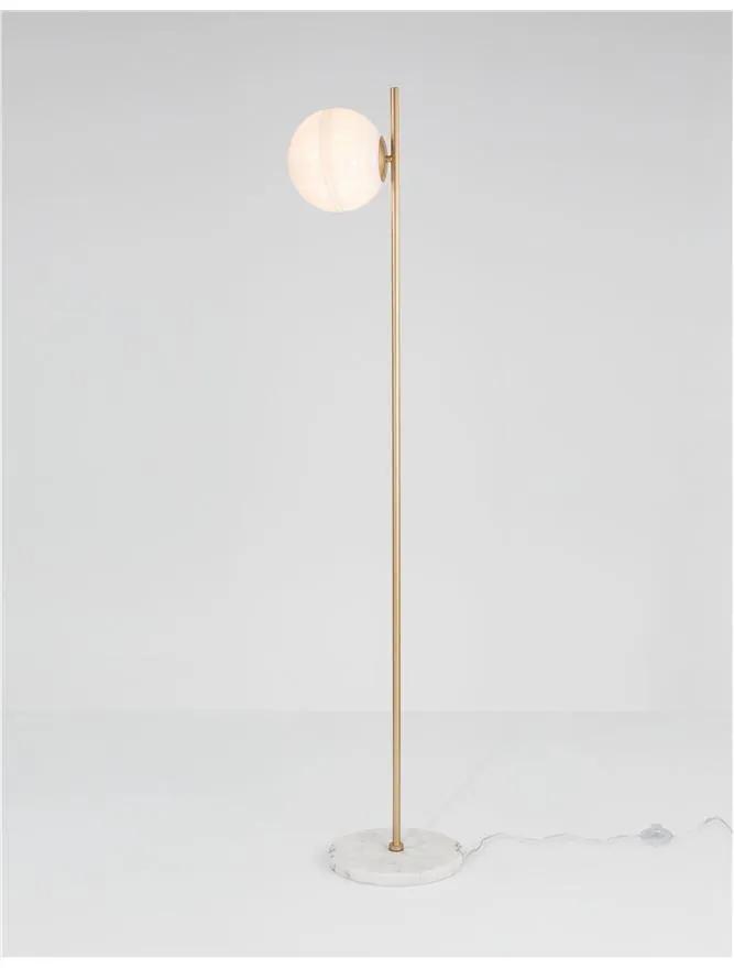 Nova Luce Stojací lampa CANTONA bílé opálové sklo mosaz zlatá a mramor E27 1x12W