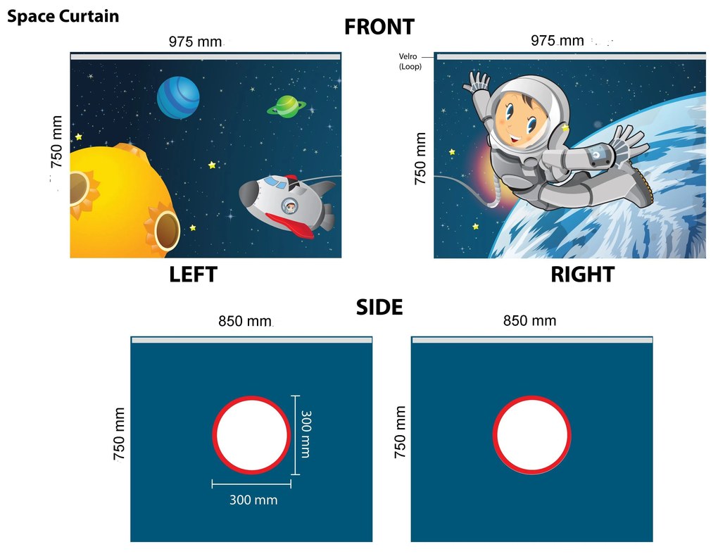 Vipack Postel Pino se skluzavkou a závěsem - Space Barva: Bílá