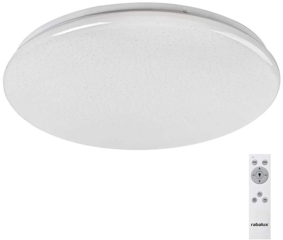 Rabalux 5446 led stropní svítidlo danny 1x60w | 4800lm | 3000-6500k | ip20 - cct, stmívatelné, s dálkovým ovládáním, s funkcí časovače, efekt třpytu, bílá