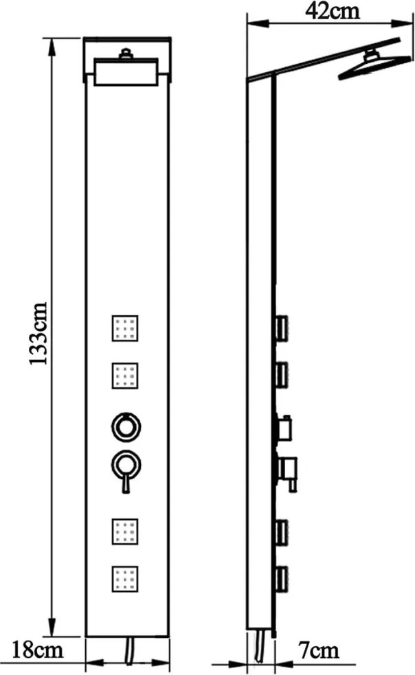 Sprchový panel set sklo | hnědý
