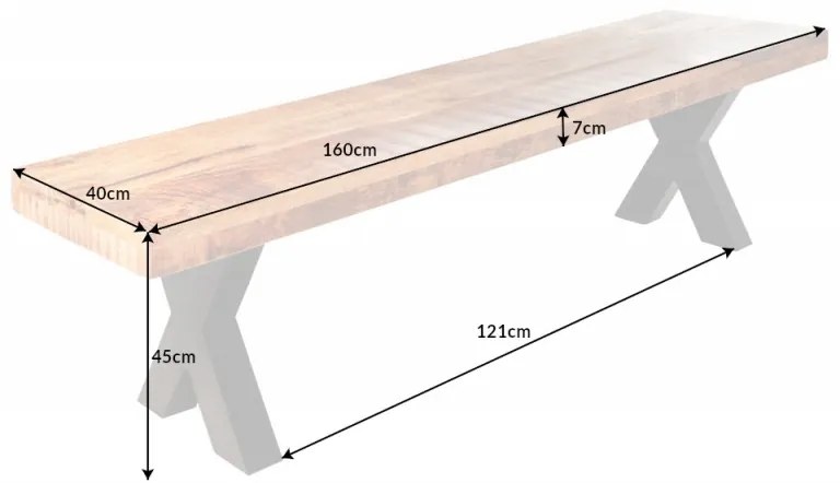 Noble Home Přírodní dřevěná jídelní lavice Iron Craft 160 cm