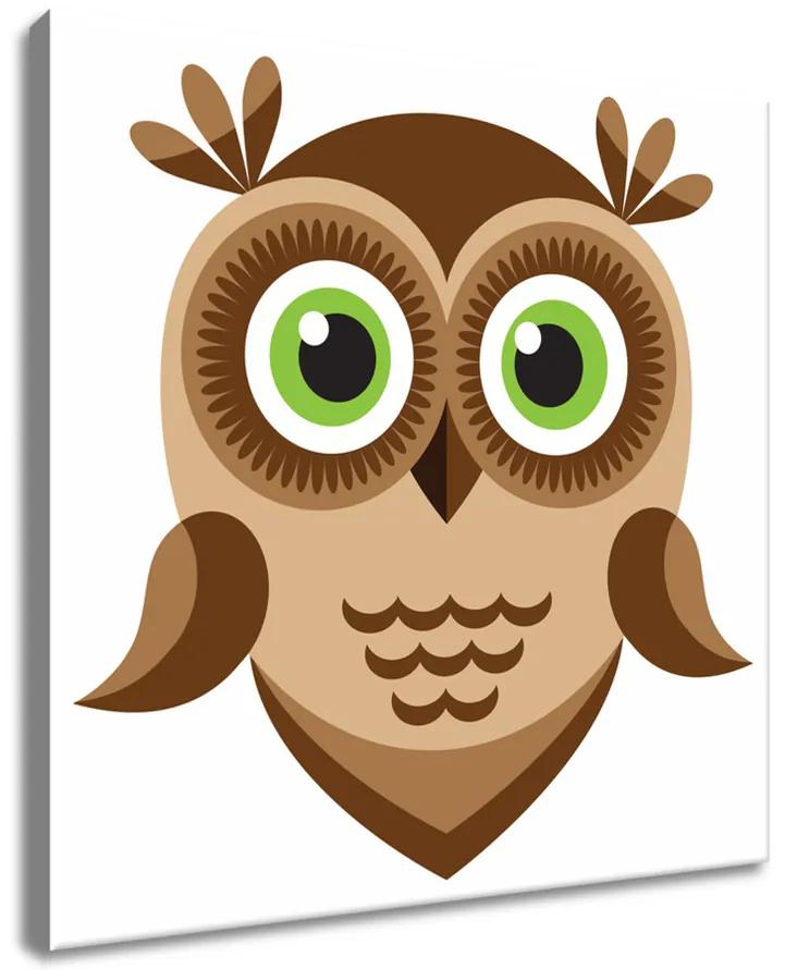 Gario Obraz na plátně Hnědá sovička se zelenýma očima Rozměry: 30 x 30 cm