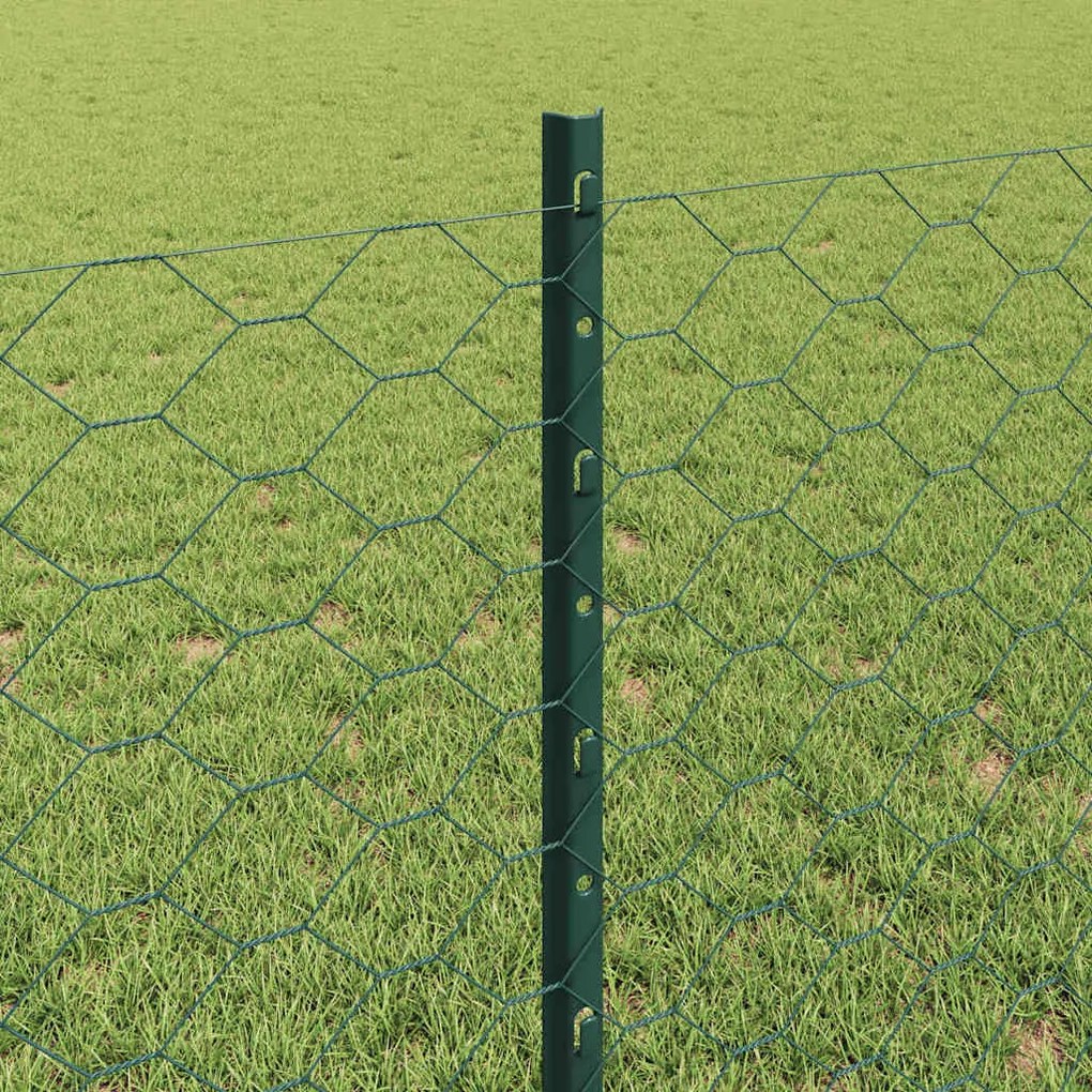 Hexagonální plot s podpěrou 10 x 0,8 m Ocel potažená PVC Zelená 3336679