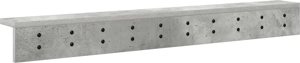 věšák, nástěnný, s poličkou, kompozitní dřevo, 10,5x100x10,5 cm, beton šedá, Dekorino TK20260046