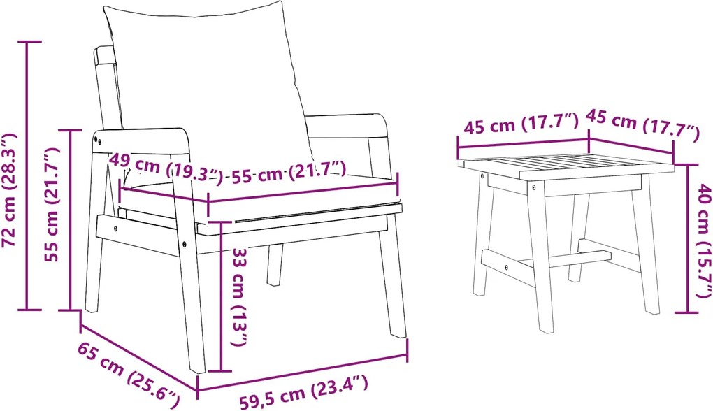 Bistro souprava 5 ks Hnědá Masivní akátové dřevo 3328612