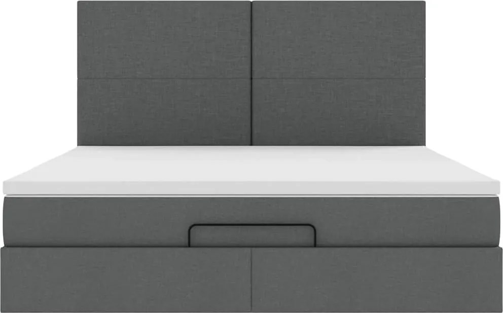 Osmanský rám postele s matrací tmavě šedá 180x200cm textil 3313093