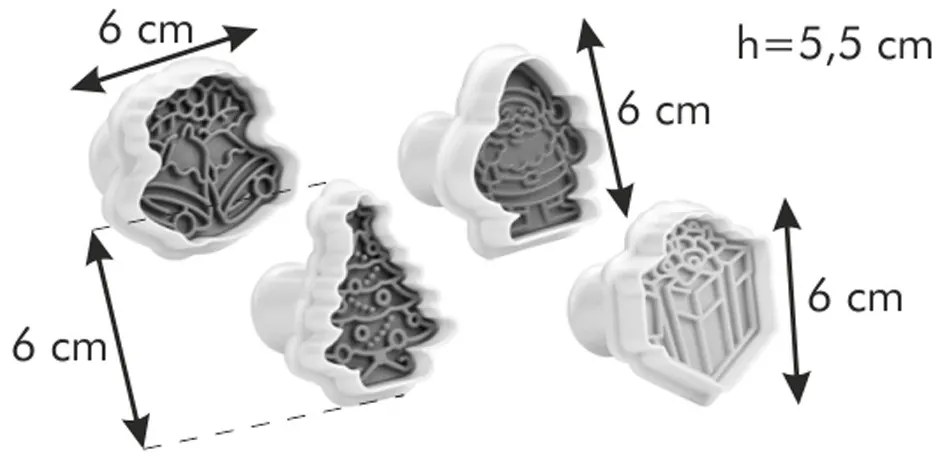 TESCOMA Vykrajovátka s razítkem DELÍCIA, 4 ks, Vánoce
