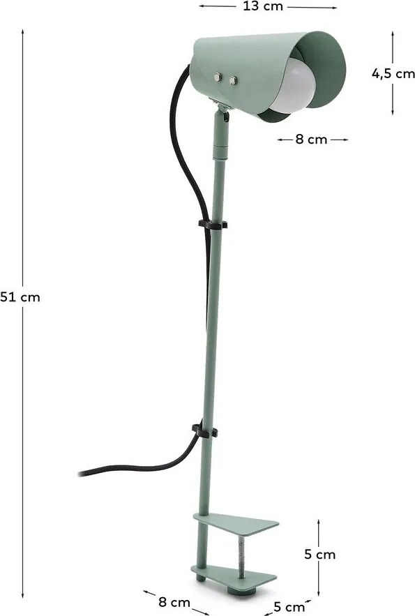 Zelená kovová stolní lampa s klipem (výška 51 cm) Jula – Kave Home