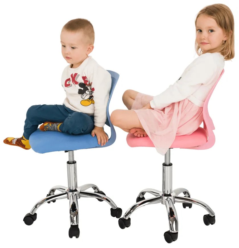 Dětská židle PIXIE - kov, polyester, růžová / chrom