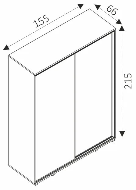 MARIDEX SKŘÍNĚ Šatní skříň - PENELOPA 155 se zrcadlem, dub artisan