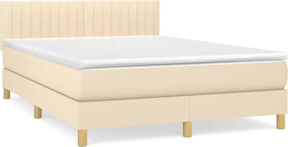 Box spring postel s matrací krémová 140x190 cm textil 3140774
