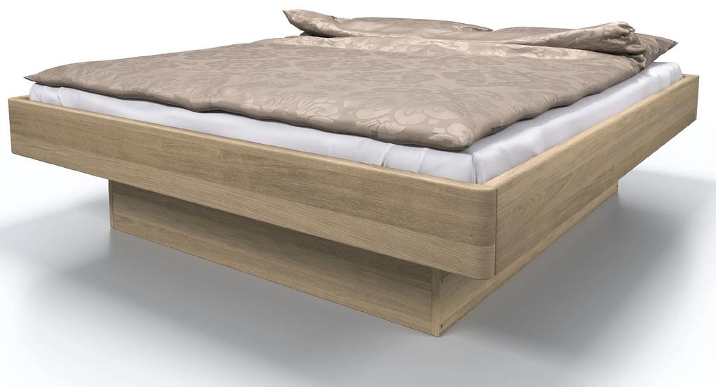 Vlastní výroba Dubová postel Pegas s nízkým čelem a úložným prostorem