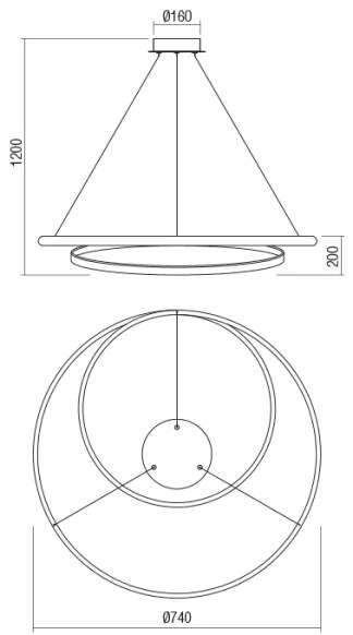 Redo 01-1891 - LED Stm lustr na lanku TORSION LED/35W/230V pr. 75 cm bronzová
