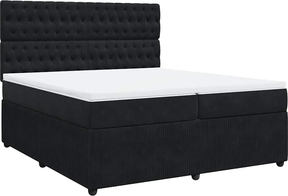 Box spring postel s matrací černá 200x200 cm samet 3294738
