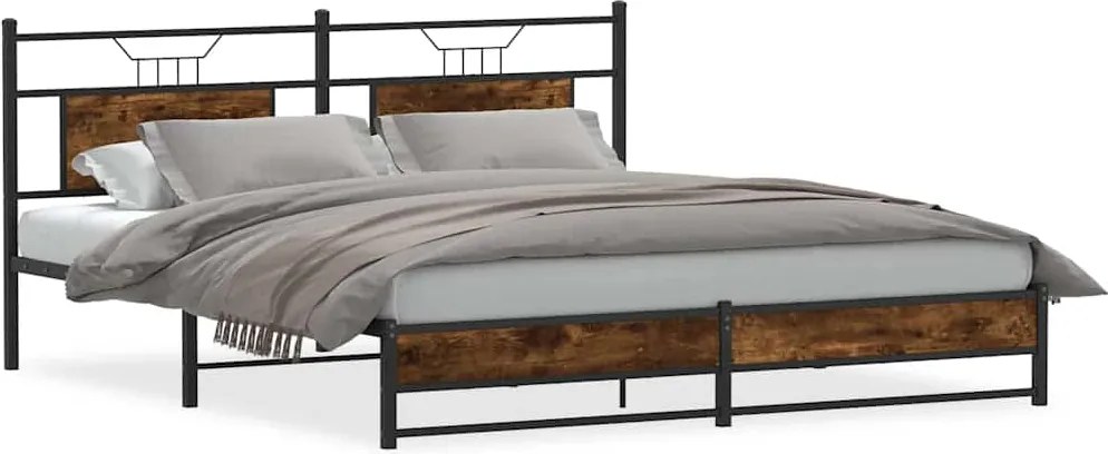 Kovový rám postele bez matrace kouřový dub 183 x 213 cm 3325110