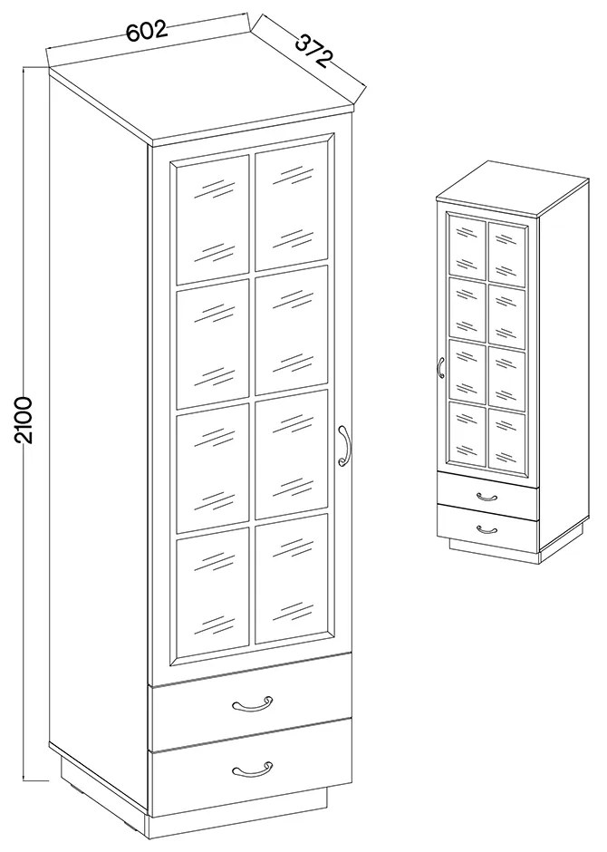 Flawia | vitrína/regál 1D2S | 60,2 cm | artisan/bílá | univerzální provedení dvířek