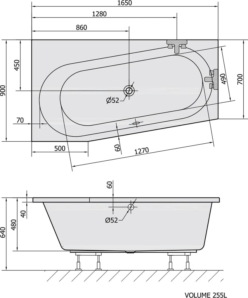 Polysan ASTRA WL 165 x 90 x 48 cm 30611 vana