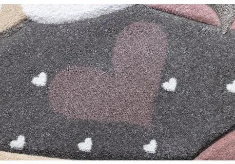 koberec PETIT PLAMEŇÁCI, SRDCE, šedý velikost 120x170 cm | krásné koberce cz
