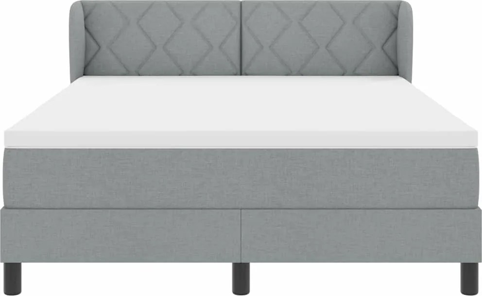 Postel s boxspringem s čelo Světle šedá 160 x 200 cm textil 3340094