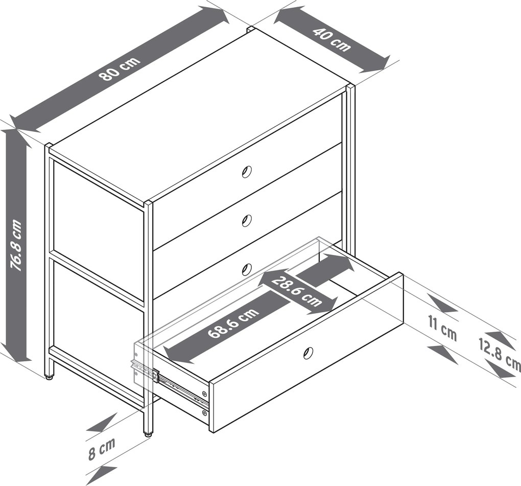 Tchibo - Komoda »Klaar« se 4 zásuvkami - barva: bílá