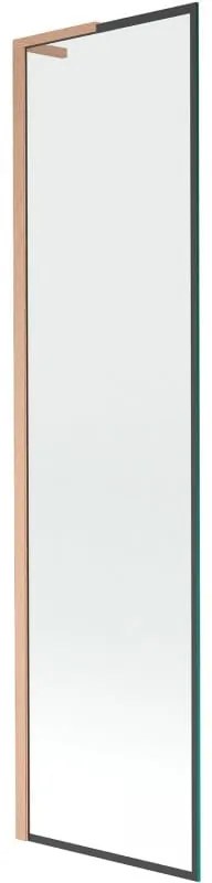 Mexen Next L, 1-křídlová vanová zástěna 50 x 150 cm, 6mm čiré sklo-černý vzor, ​​měděný profil, 895-050-000-03-70-65
