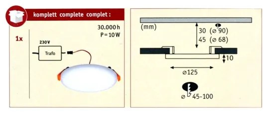 Paulmann 92388 - LED/8,5W IP44 Koupelnové podhledové svítidlo VARIFIT 230V